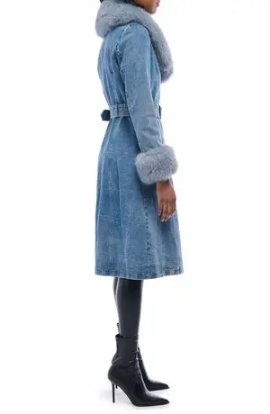 AZALEA WANG Kaya Denim Jacket With Faux Fur Trim