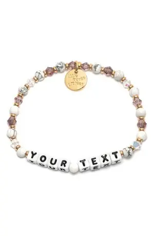 LITTLE WORDS PROJECT Custom Beaded Stretch Bracelet - Mauve/ White