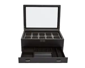 Wolf Axis 10 Piece Watch Box With Drawer - Powder Coat