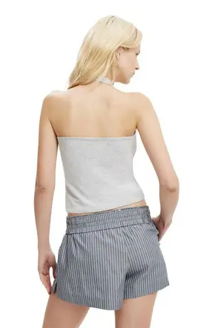 COTTON ON V-neck Halter Top - Grey Marle