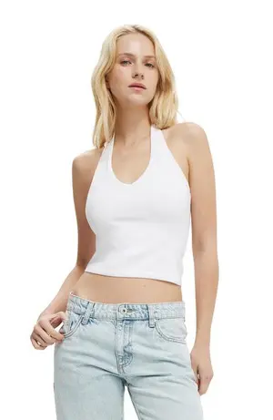 COTTON ON V-neck Halter Top - White