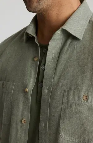 UNTUCKIT Hemsworth Flannel Twill Button-up Shirt - Mid Green