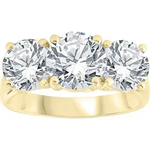BLISS DIAMOND Certified 5ct Three Stone Lab Grown Diamond Ring - 14k Yellow Gold