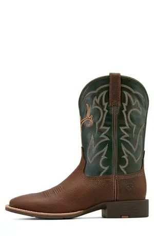 Ariat Sport Outdoor Square Toe Cowboy Boot - Brown Oiled Rowdy/tack Green