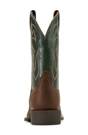 Ariat Sport Outdoor Square Toe Cowboy Boot - Brown Oiled Rowdy/tack Green