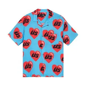 StÜssy X Cactus Plant Flea Market Heart Print Short Sleeve Shirt - Blue