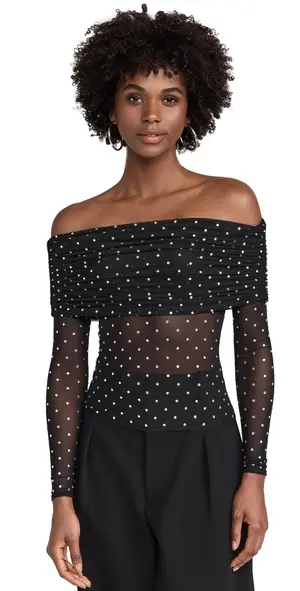 Retrofete Oriana Mesh Top - Black/silver