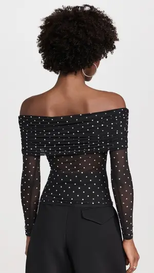 Retrofete Oriana Mesh Top - Black/silver