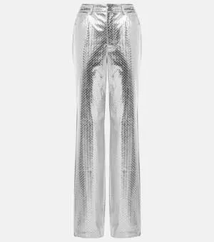 ROTATE BY BIRGER CHRISTENSEN Metallic High-rise Straight Pants