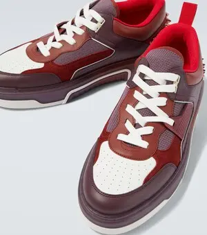 CHRISTIAN LOUBOUTIN Astroloubi Embellished Leather Sneakers - Brown