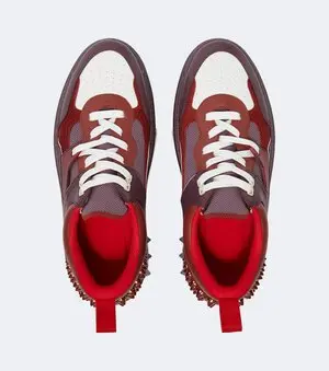 CHRISTIAN LOUBOUTIN Astroloubi Embellished Leather Sneakers - Brown