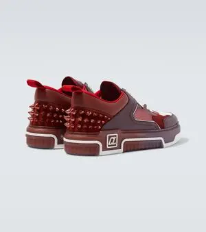 CHRISTIAN LOUBOUTIN Astroloubi Embellished Leather Sneakers - Brown