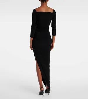 Norma Kamali Asymmetrical Off-the-shoulder Gown
