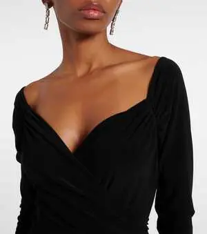 Norma Kamali Asymmetrical Off-the-shoulder Gown