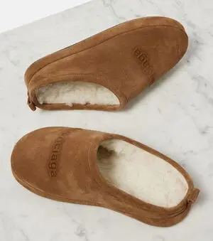 Balenciaga Alaska Suede Slippers - Brown