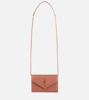 Saint Laurent Cassandre Matelassé Leather Wallet On Chain - Pink