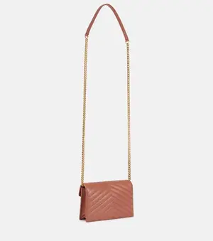 Saint Laurent Cassandre Matelassé Leather Wallet On Chain - Pink
