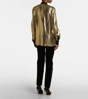 Dolce & Gabbana Tie-neck Lamé Blouse