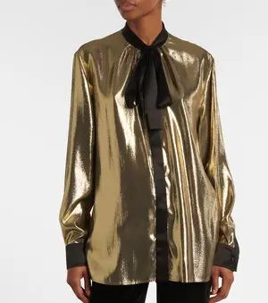 Dolce & Gabbana Tie-neck Lamé Blouse