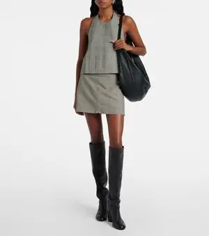 Wardrobe.NYC Prince Of Wales Check Wool Top - Grey