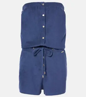 Melissa Odabash Naomi Cotton-blend Terry Romper - Blue