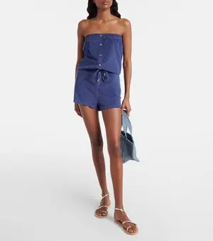 Melissa Odabash Naomi Cotton-blend Terry Romper - Blue