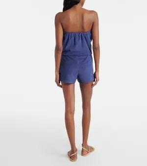 Melissa Odabash Naomi Cotton-blend Terry Romper - Blue