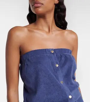 Melissa Odabash Naomi Cotton-blend Terry Romper - Blue