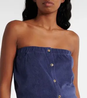 Melissa Odabash Naomi Cotton-blend Terry Romper - Blue