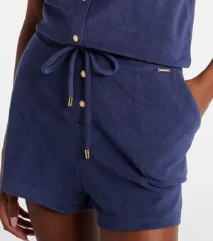 Melissa Odabash Naomi Cotton-blend Terry Romper - Blue