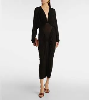 Saint Laurent Opyum 85 Satin Mules - Brown