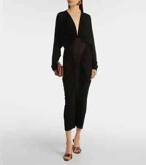 Saint Laurent Opyum 85 Satin Mules - Brown