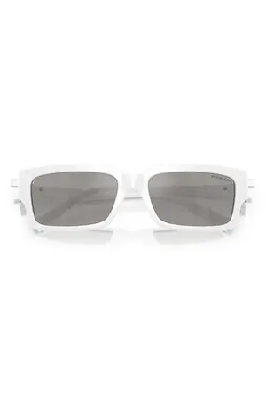 Tiffany & Co. 56mm Rectangular Sunglasses - White/ Silver Mirror