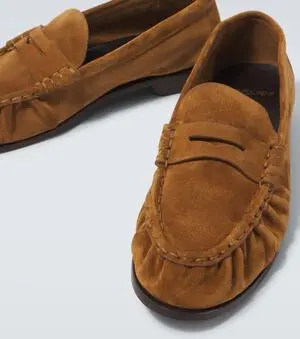 Saint Laurent Le Loafer Suede Penny Loafers - Brown