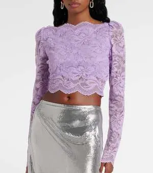 Rabanne Floral Lace Top - Purple