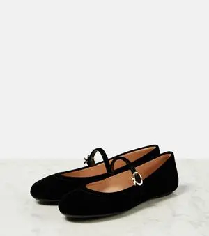 GIANVITO ROSSI Carla Velvet Ballet Flats - Black