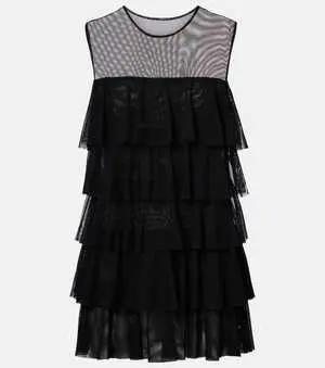 Norma Kamali Ruffled Semi-sheer Gown