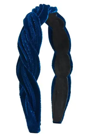Tasha Pleated Velvet Headband - Navy