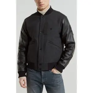 G-star Raw Wool Blend & Leather Varsity Jacket