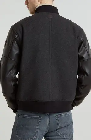 G-star Raw Wool Blend & Leather Varsity Jacket