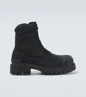 Balenciaga Combat Strike Lace-up Boots - Black