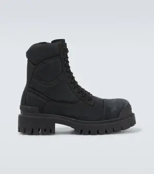 Balenciaga Combat Strike Lace-up Boots - Black