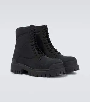 Balenciaga Combat Strike Lace-up Boots - Black