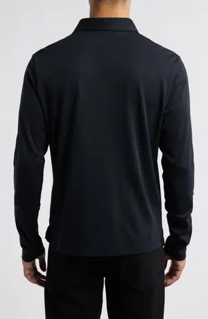 UNTUCKIT Damaschino Wrinkle Free Long Sleeve Polo - Black
