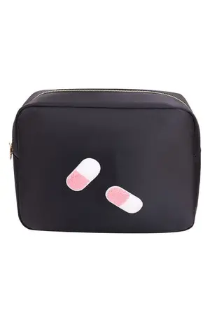 BLOC BAGS Pill Appliqué Cosmetics Bag - Black