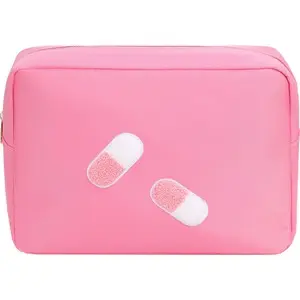 BLOC BAGS Pill Appliqué Cosmetics Bag - Bubblegum Pink