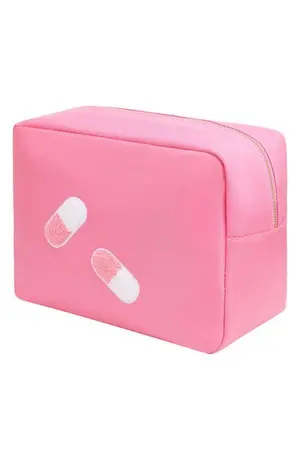 BLOC BAGS Pill Appliqué Cosmetics Bag - Bubblegum Pink