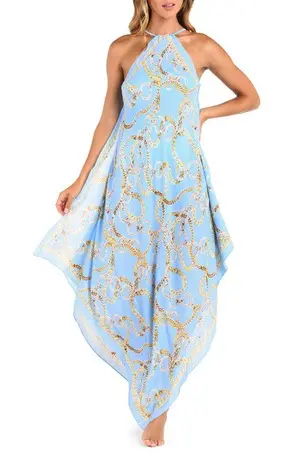 L'Agence Elise Chain Print Halter Cover-up Dress