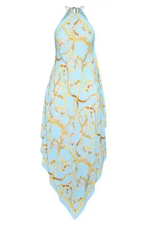 L'Agence Elise Chain Print Halter Cover-up Dress