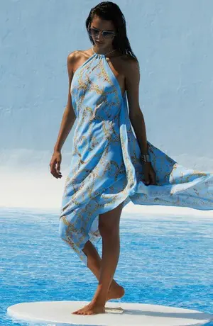 L'Agence Elise Chain Print Halter Cover-up Dress